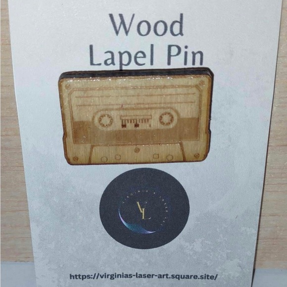 Hand Crafted | Accessories | Retro Cassette Tape Lapel Pin Wood | Poshmark